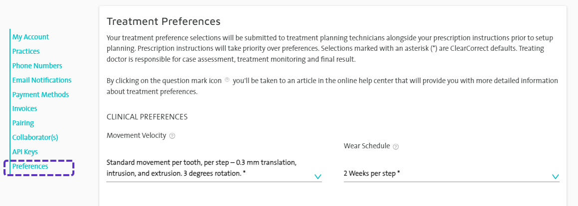 Treatment Preferences – ClearCorrect Support